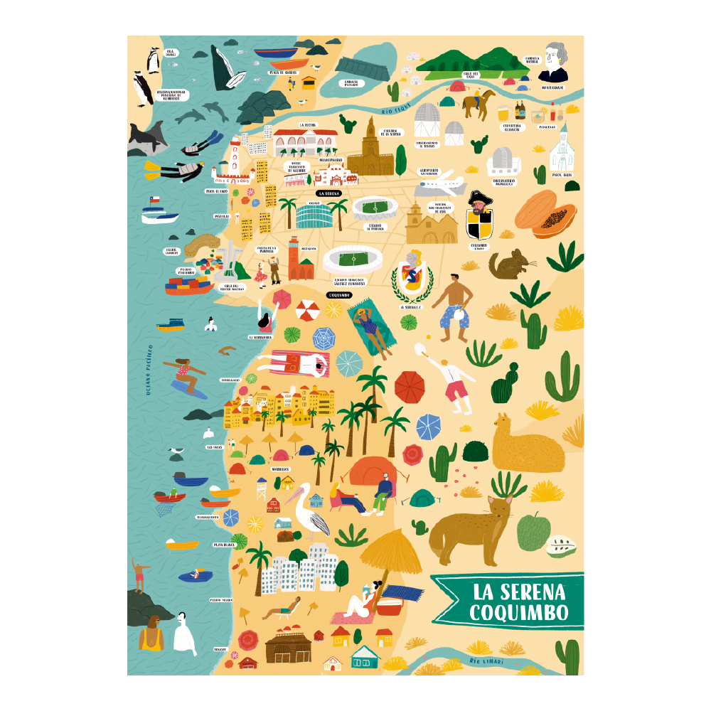 Mapa Ilustrado La Serena/ Coquimbo – Creado en Chile