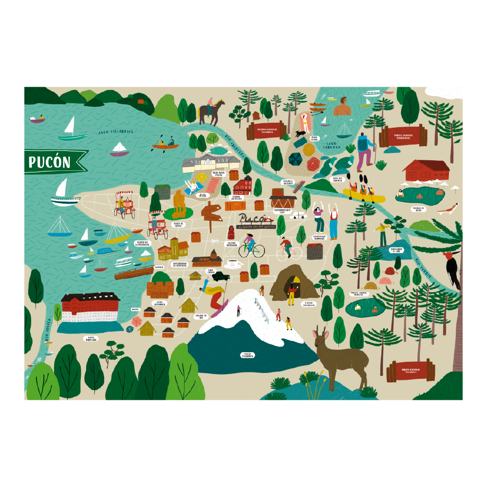 Mapa Ilustrado Pucón – Creado en Chile