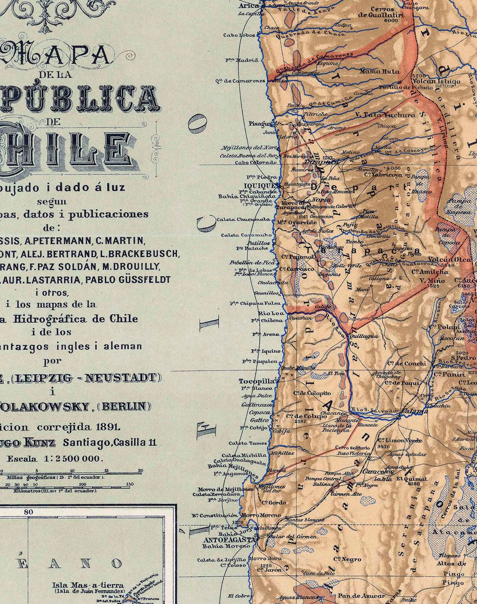 Mapa de Chile en 1891 - Lámina – Creado en Chile